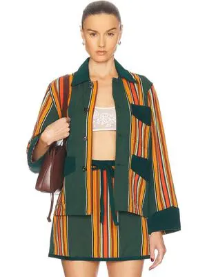 BODE Parakeet Stripe Craft Jacket - Green Multi