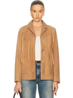 LoveShackFancy Geraline Leather Jacket - Camel