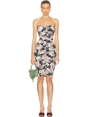 Norma Kamali Strapless Shirred Dress - Peony