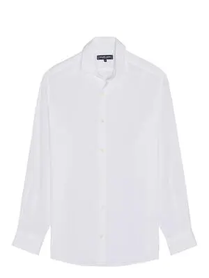 Frescobol Carioca Antonio Linen Shirt In Blue - White