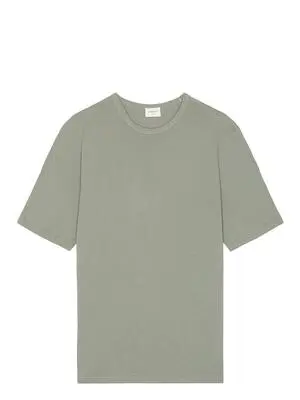 Saint Laurent Short Sleeve Tee In Sage - Gris Vert Blanchi