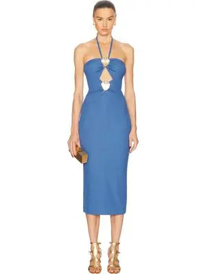 PatBO Merian Knit Halter Dress - Blue