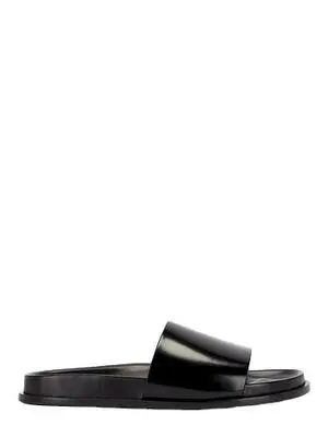 Saint Laurent Calfskin Leather Slide Sandals - Nero