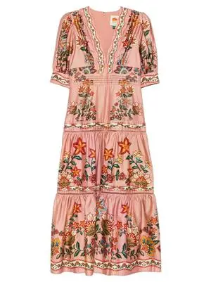 Farm Rio Floral Print Maxi Dress - Pink