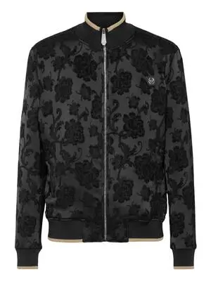Philipp Plein Jacquard Floral Bomber Jacket - Black