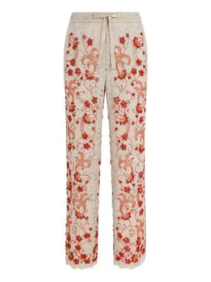 Dolce & Gabbana Lace Pants With Embroidery - Beige