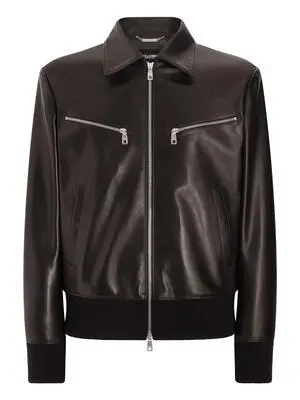 Dolce & Gabbana Lambskin Biker Jacket - Brown