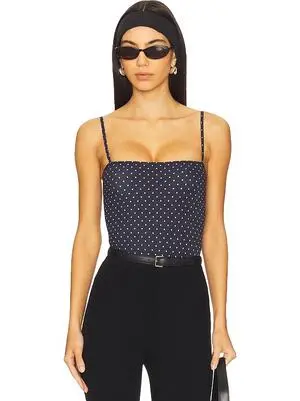 Commando Classic Print Straight Cami Bodysuit - Black & White Polka Dot