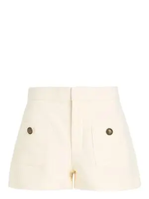 FRAME High-rise Cotton-tweed Shorts - Cream