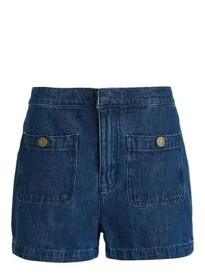 FRAME High-rise Denim Shorts - Dark Denim