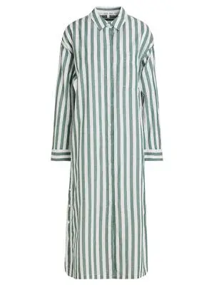 ALEX MILL Striped Cotton And Linen-blend Midi Shirt Dress - Forest Green