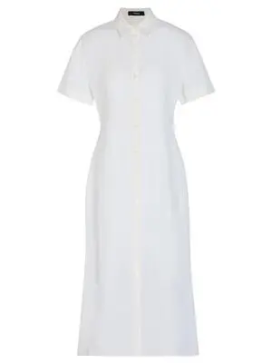 Theory Linen Midi Shirt Dress - Ivory
