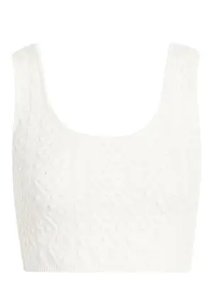 Loulou De Saison Loulou Studio Iris Cropped Cable-knit Tank - Ivory