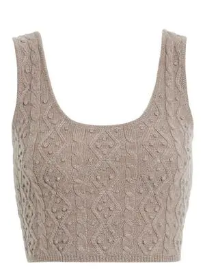 Loulou De Saison Loulou Studio Iris Cropped Cable-knit Tank - Mushroom