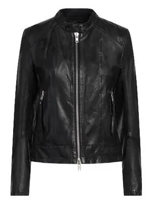 SWORD 6644 Leather Biker Jacket - Black