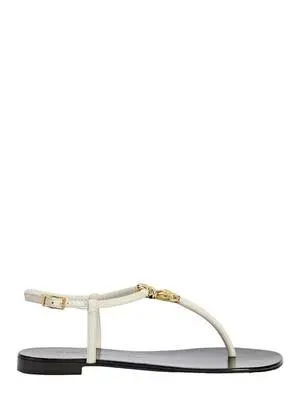 GIUSEPPE ZANOTTI Tie Flat Leather Sandals - White