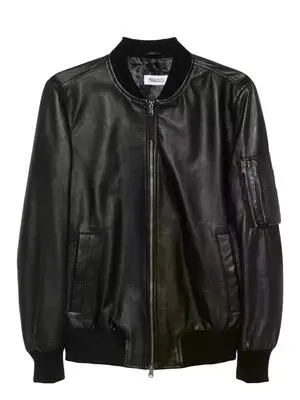ERALDO Leather Bomber Jacket - Black