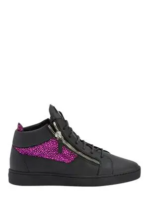 GIUSEPPE ZANOTTI Kriss Leather Mid-top Sneakers - Black