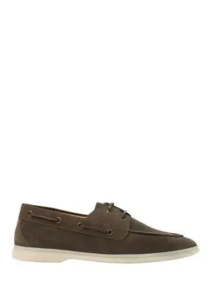 SCAROSSO Leather Boat Shoes - Brown
