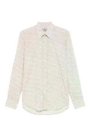Canali Leaf-print Shirt - Neutrals