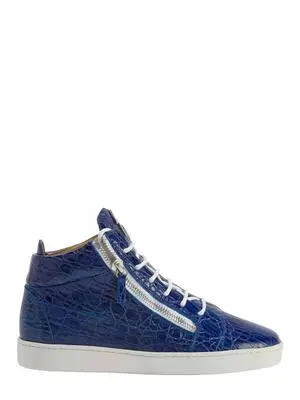 GIUSEPPE ZANOTTI Kriss Crocodile-effect Mid-top Sneakers - Blue