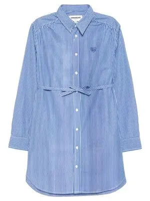 CHOCOOLATE Striped Shirt Dress - Blue
