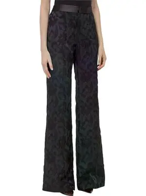 Alexis Jacquard Flared Trousers - Black