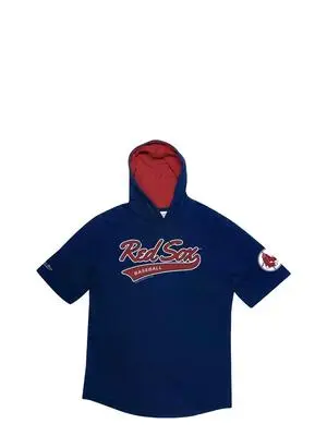 Mitchell & Ness Mlb Boston Red Sox Short-sleeve Hoodie - Blue