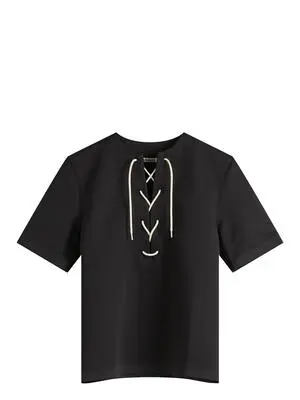 Auralee Wetsuit Jersey Lace Up T-shirt - Black
