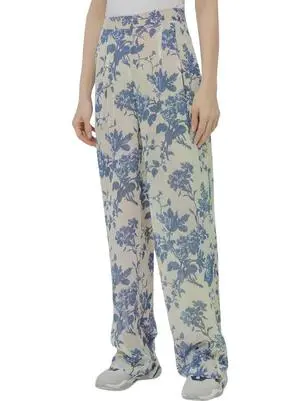 SEMICOUTURE Floral-print Trousers - Blue