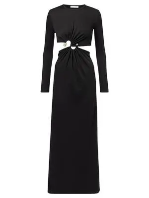 Christopher Esber Concave Cutout Embellished Ribbed-knit Maxi Dress Black