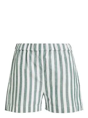 ALEX MILL Striped Cotton And Linen-blend Shorts - Forest Green