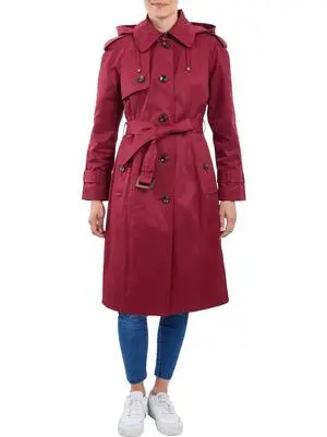 London Fog Cotton-blend Trench Coat - Cranberry