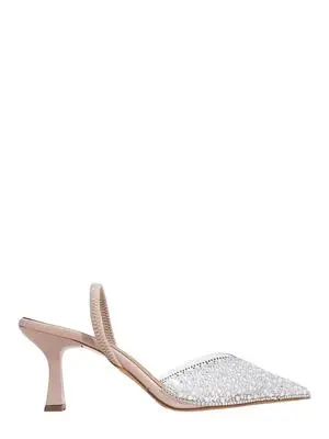 FOREVER & ALWAYS SHOES Whena Embellished Slingback Pumps - Transparent With Pearls