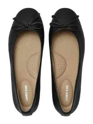 LANDS' END Leather Ballet Flats Black