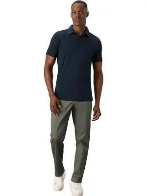 PACT Luxe Stretch Jersey Slim Polo Midnight Blue