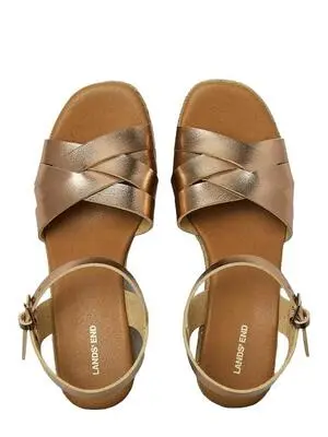 LANDS' END Espadrille Wedge Sandals Rose Gold