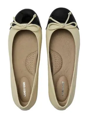 LANDS' END Leather Cap Toe Ballet Flats