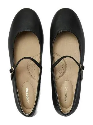 LANDS' END Lands' End Classic Leather Mary Jane Flats Black