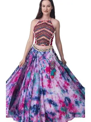 RAAS Maya Hand Tie-dye Lehenga Choli Set - Light Pink Multi