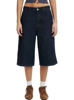 COTTON ON 91 Baggy Denim Jort - Carpenter Shutter Blue