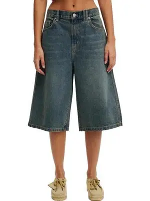 COTTON ON 91 Baggy Denim Jort Logans Blue