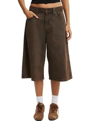 COTTON ON 91 Baggy Denim Jorts Shadow Brown