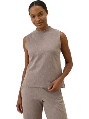 PACT Organic Cotton Mock Neck Shell - Deep Taupe Heather