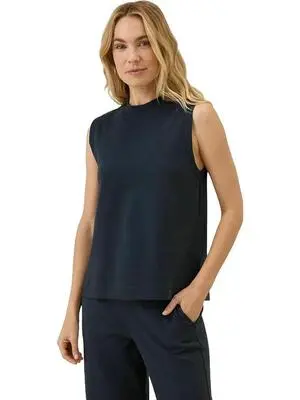 PACT Organic Cotton Mock Neck Shell - Midnight Blue