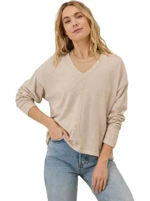 PACT Organic Cotton Classic Fine Knit Relaxed Sweater - Sandshell Heather