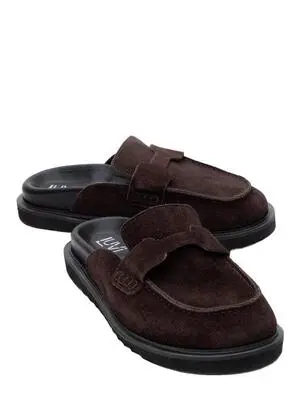 FOREVER & ALWAYS SHOES Laven Leather Clogs - Brown Suede Leather