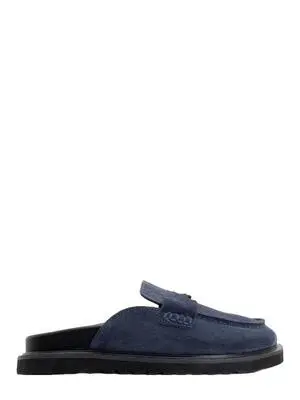 FOREVER & ALWAYS SHOES Laven Leather Clogs - Navy Suede Leather