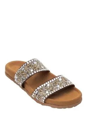 FOREVER & ALWAYS SHOES Jamie Leather Slide Sandal - Cognac Leather