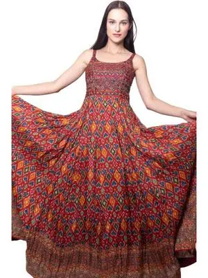 RAAS Louisa Patola Print Long Gown - Red